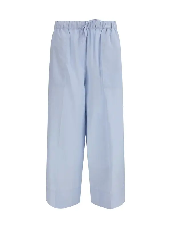 TOTEME Cotton And Linen Blend Palazzo Pants - Blue