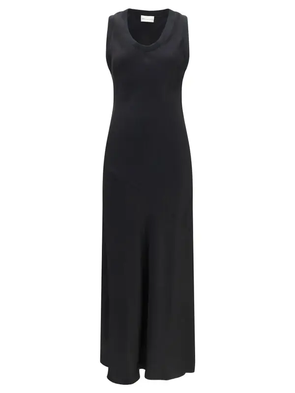 AMI Paris Sleeveless Long Fluid Satin Dress - Black
