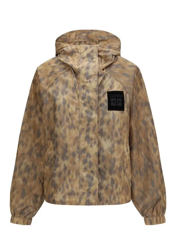 GANNI Printed Hooded Jacket - Cream
