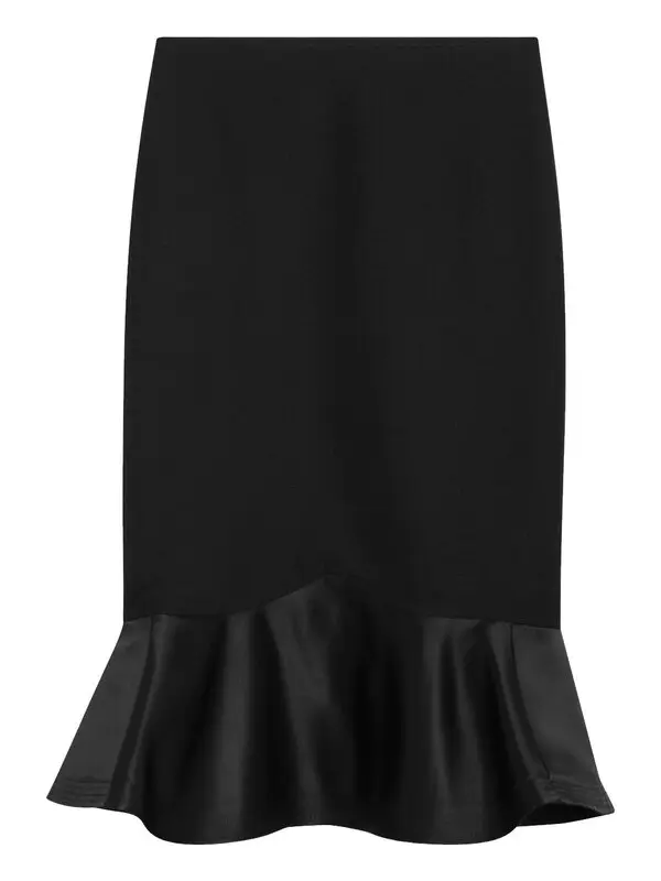 Fendi Grain De Poudre Wool Midi Skirt With Peplum Silhouette - Black
