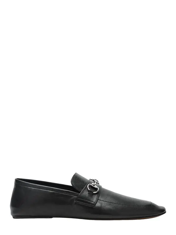 Gucci Leather Horsebit Loafers With Silver Hardware - Black