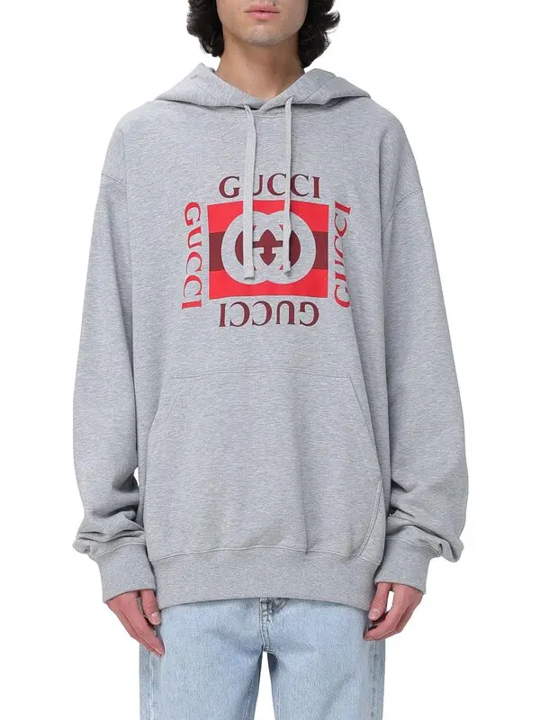 Gucci Logo Print Hoodie - Gray
