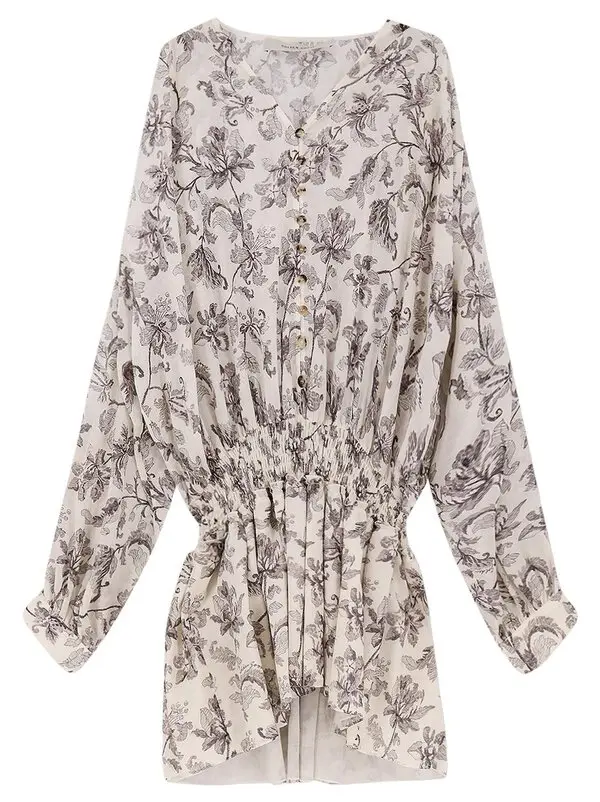 GOLDEN GOOSE Short Cotton Dress With Floral Pattern - Multicolor