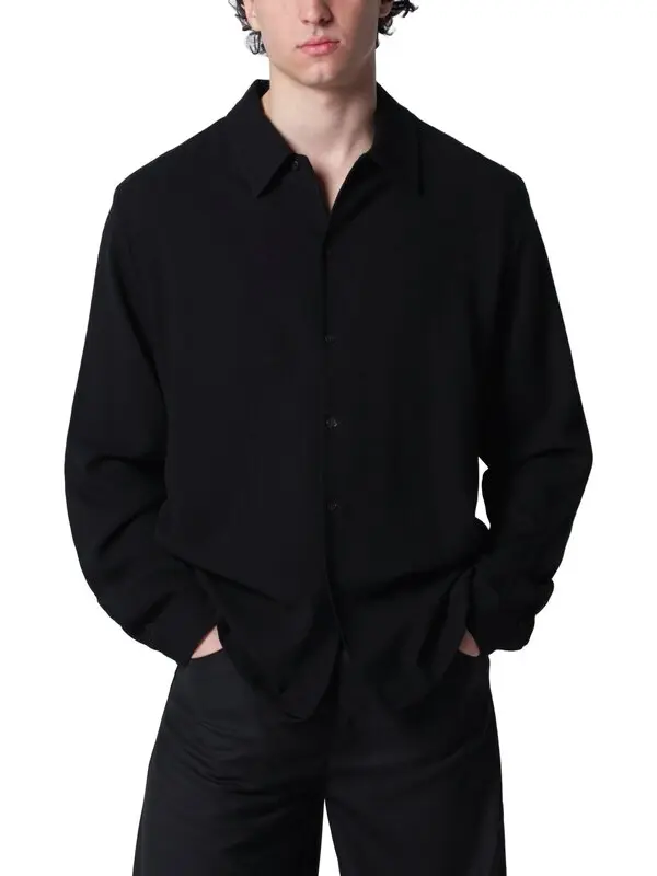 Séfr Sense Wool-blend Crãªpe Shirt - Black