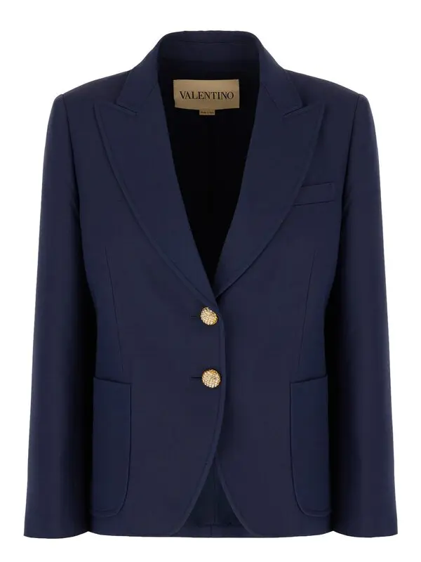 Valentino Garavani Navy Blazer With Embellished Buttons - Multicolor