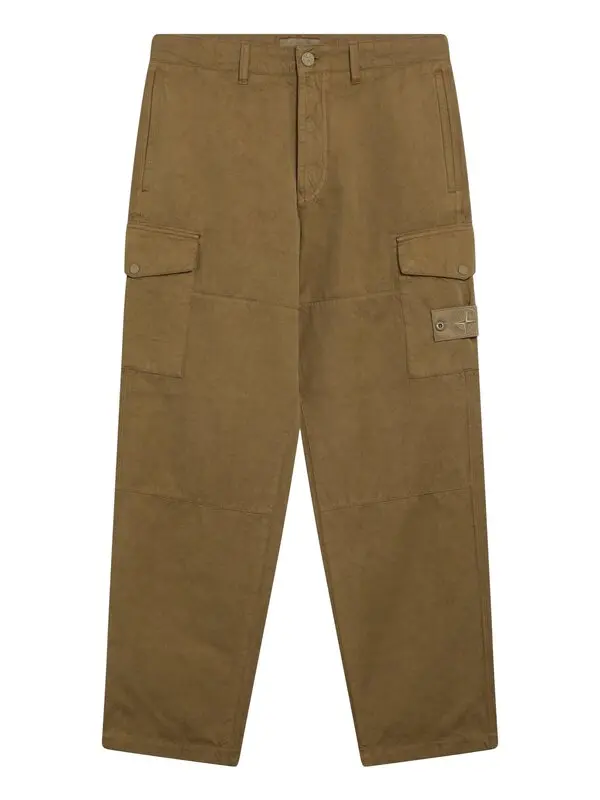 Stone Island Ghost Garment-dyed Cotton And Linen Cargo Trousers - Cream