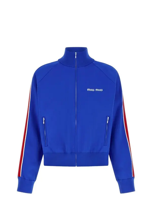 Miu Miu Zip-up Sweatshirt With Embroidered Logo - Multicolor