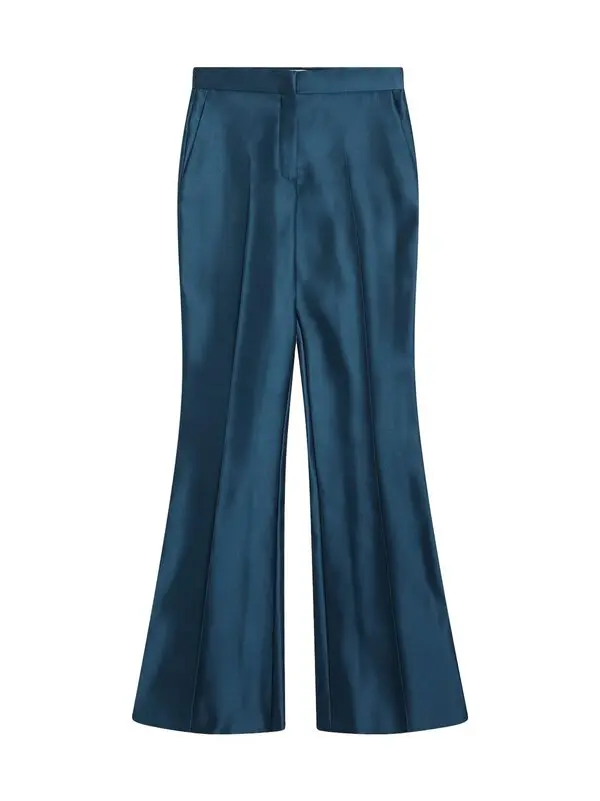 Fendi Teal Duchess Satin Charleston Trousers - Blue