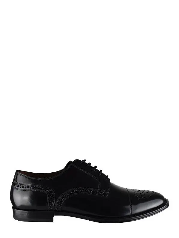 Dolce & Gabbana Patent Leather Brogue Oxford Shoes - Black