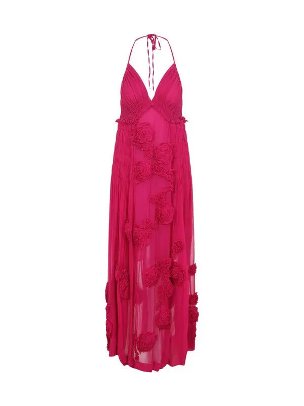 Dries Van Noten Drina Fuchsia Viscose Midi Dress - Multicolor