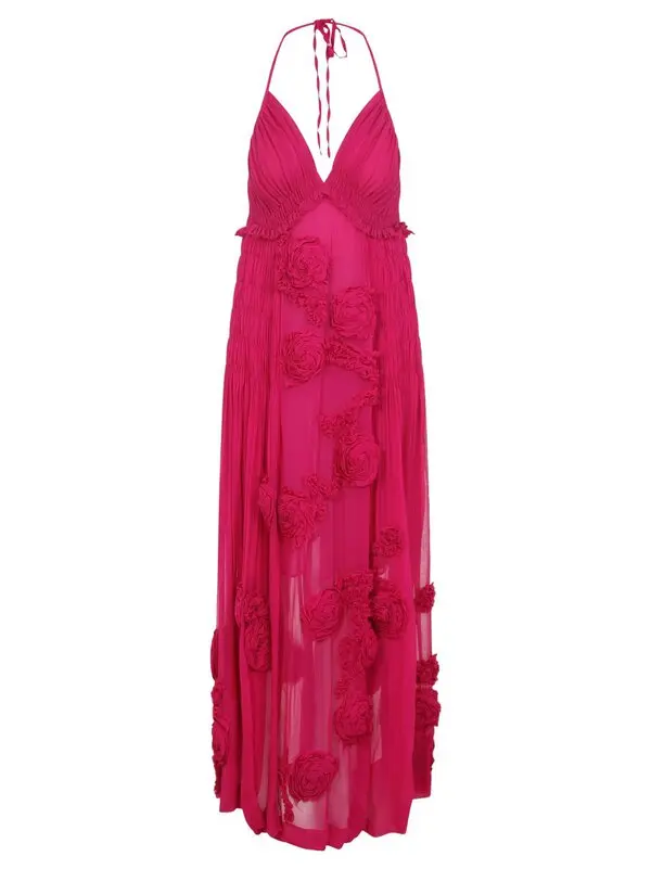 Dries Van Noten Drina Fuchsia Viscose Midi Dress - Multicolor