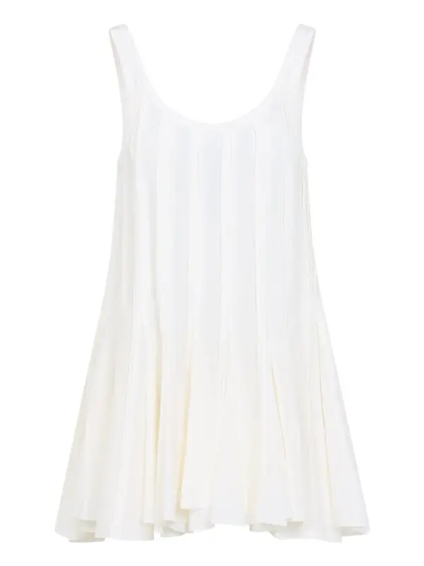 Carven Pintucked Asymmetrical Hem Silk Top - Multicolor