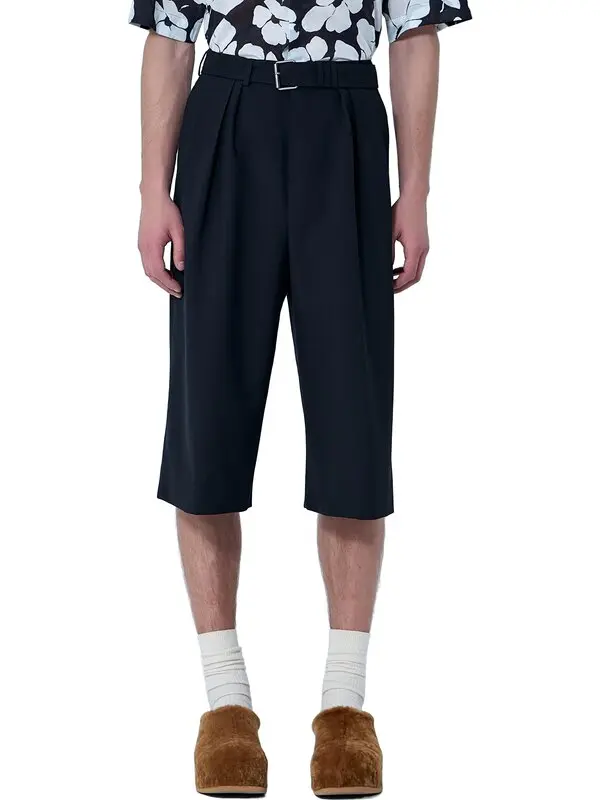 Dries Van Noten Pleated Wool Knee-length Trousers - Black