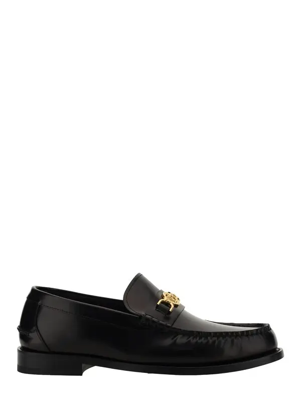 Versace Medusa Head Leather Loafers - Black