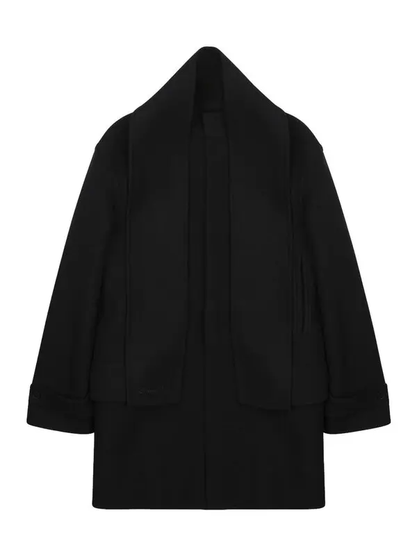 Dior Wool Cashmere Coat With Scarf - Black