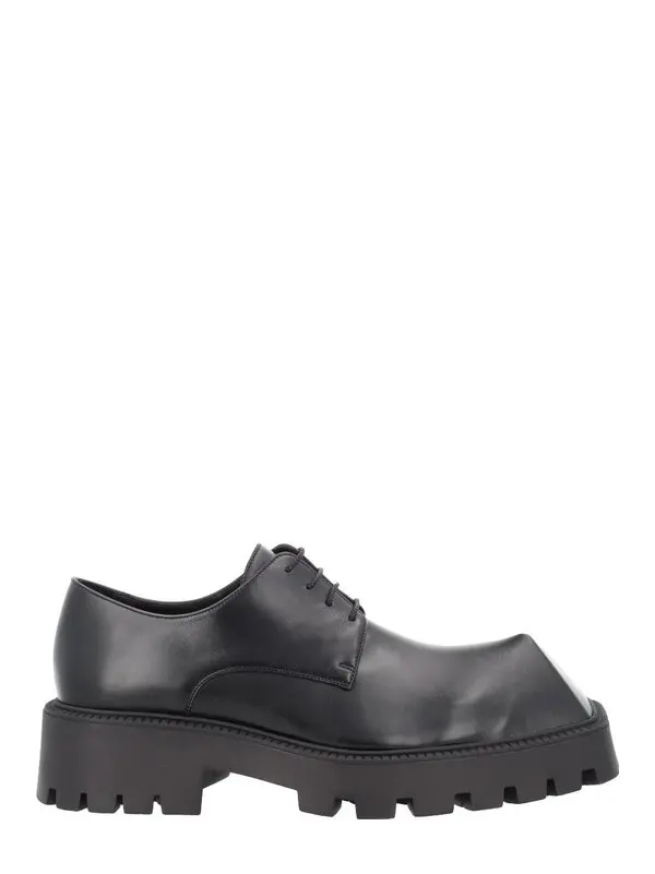 Balenciaga Leather Moccasin Derbies - Black