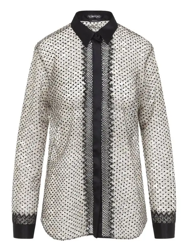 TOM FORD Polka Dot Lace Shirt - Black