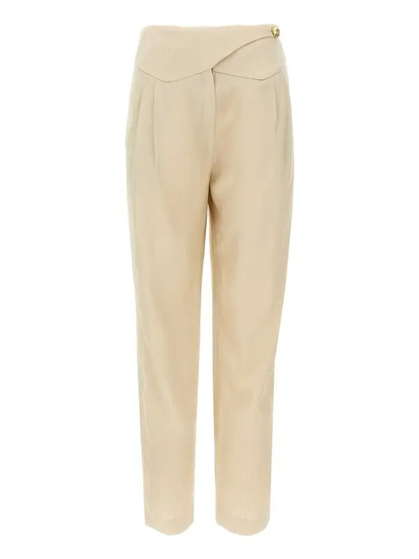 BLAZÉ MILANO Sheena Basque' High Waist Pleated Pants - Cream