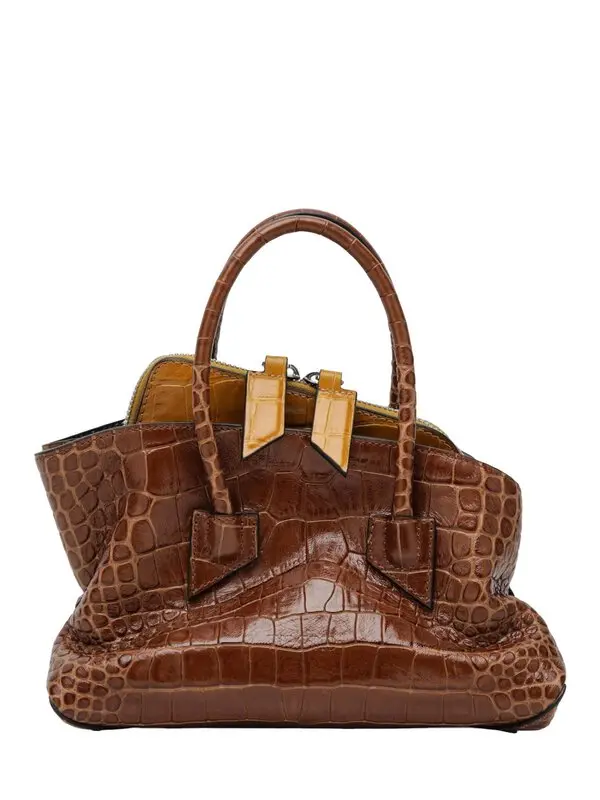 Attico La Passeggiata Mini Shaded Crocodile-print Leather Bag - Brown