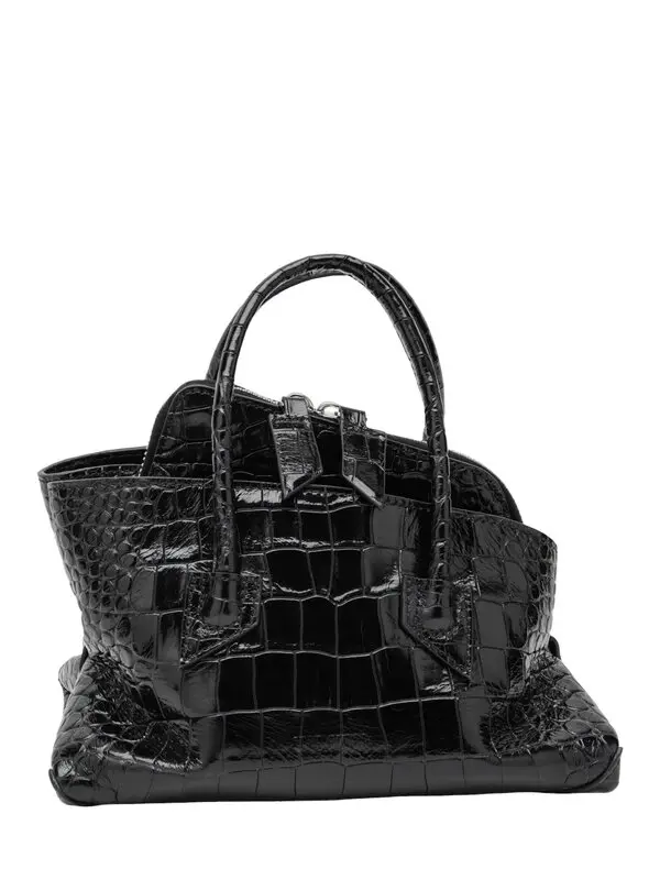 Attico La Passeggiata Mini Crocodile-effect Leather Bag - Black