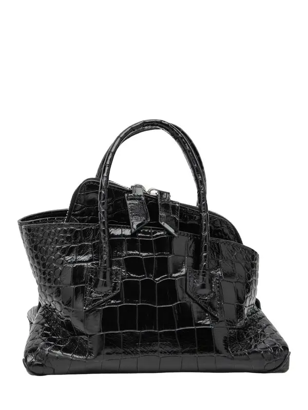 Attico La Passeggiata Mini Crocodile-effect Leather Bag - Black
