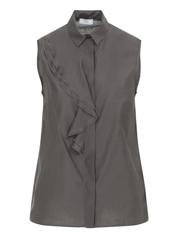 Peserico Sleeveless Cotton Silk Blouse - Brown