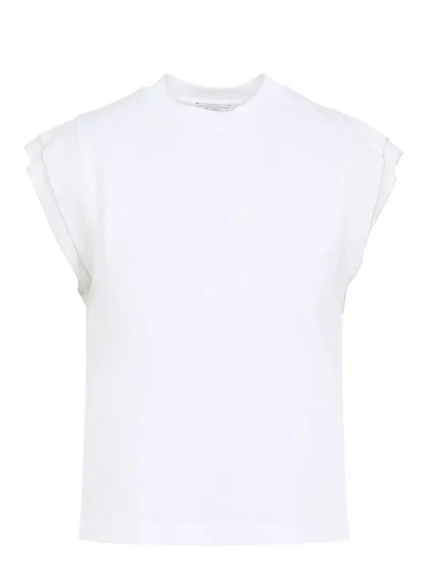Peserico Cotton Top With Silver-toned Sleeve Details - White