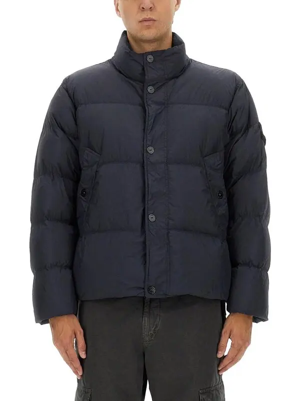Stone Island Crinkled Reps Down Jacket - Blue