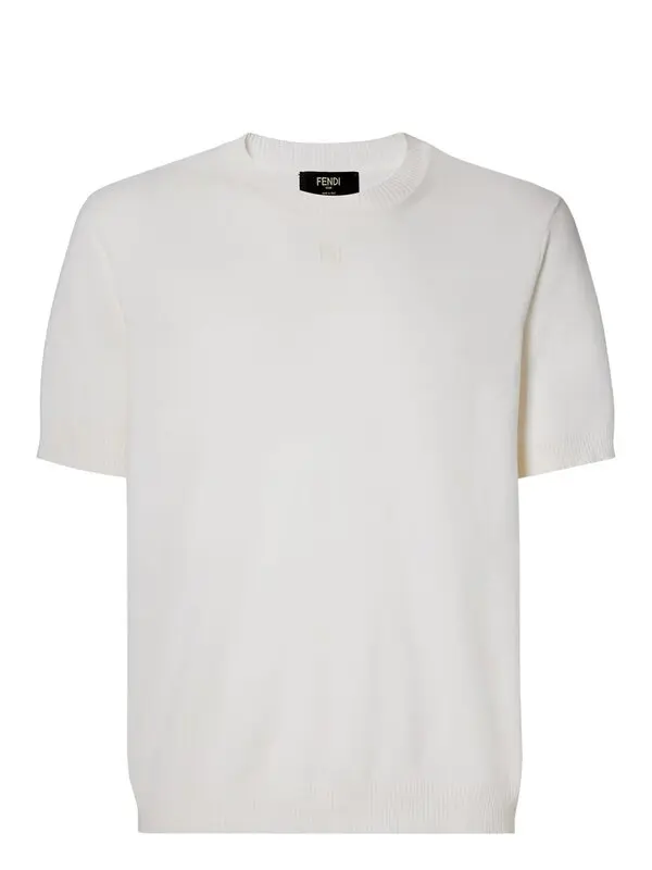 Fendi Cotton And Cashmere Crew Neck Jumper - White