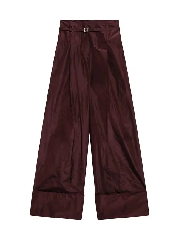 Fendi Burgundy Taffeta Trousers - Red