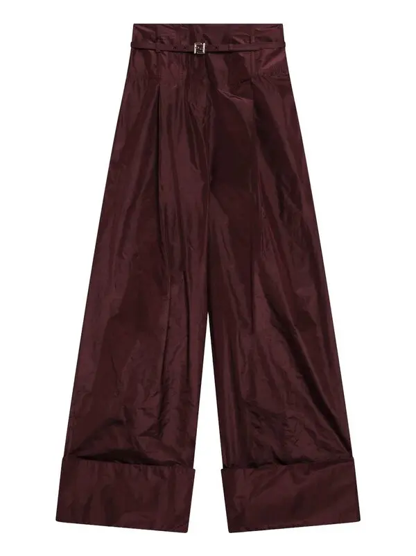 Fendi Burgundy Taffeta Trousers - Red