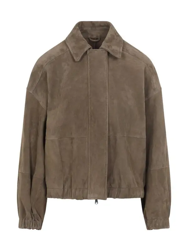Brunello Cucinelli Suede Leather Jacket - Brown