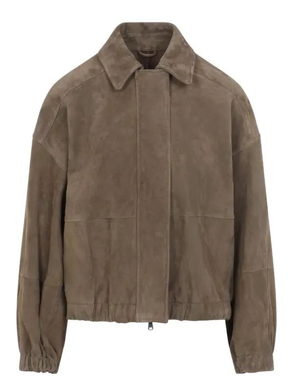 Brunello Cucinelli Suede Leather Jacket - Brown