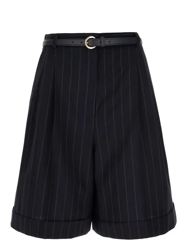 Max Mara Striped Tailored Shorts With Belt - Multicolor