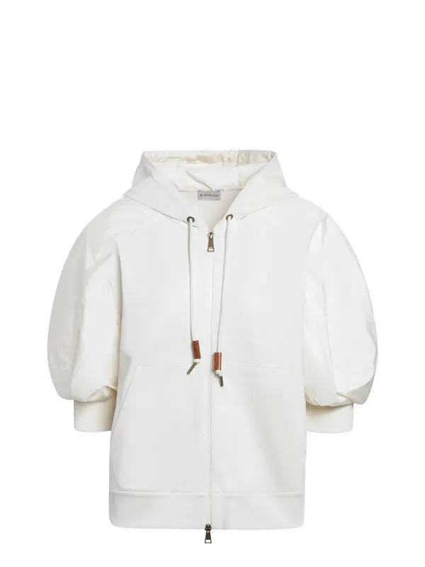 Moncler Short-sleeve Cotton Jersey Hooded Sweatshirt - White