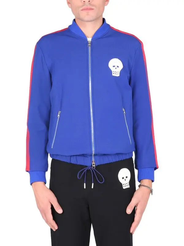 Alexander McQueen Skull Embroidered Track Jacket - Blue
