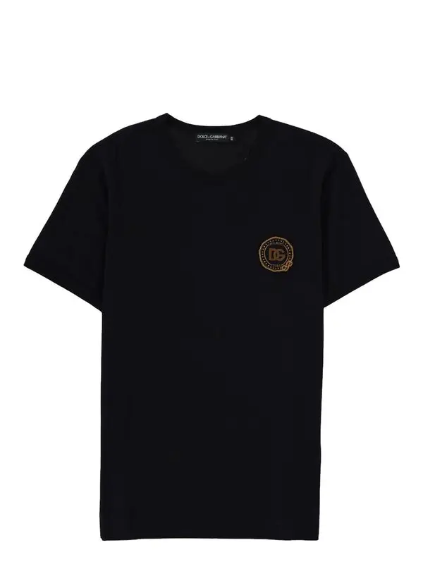 Dolce & Gabbana T-shirt In Cotone Con Patch - Black