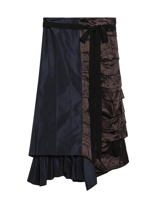 Prada Patchwork Faille Wrap Skirt - Blue
