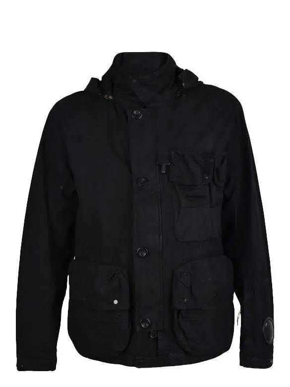 C.P. COMPANY Cargo Jacket With Detachable Hood And Goggle Detail - Black