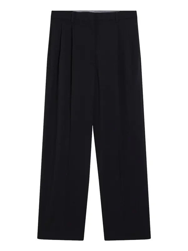 Miu Miu Wool Blend Wide Leg Trousers - Blue