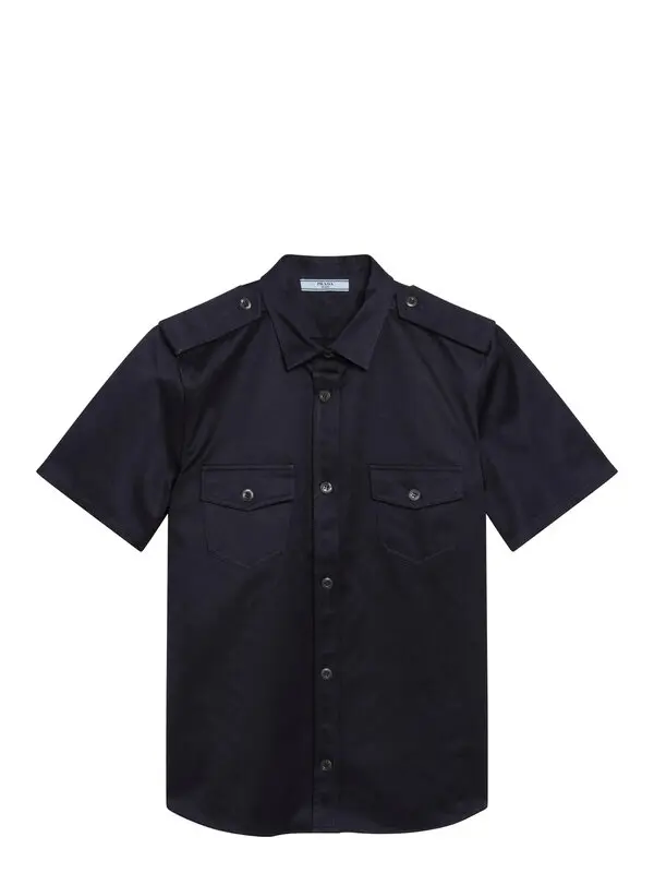 Prada Cotton Chino Short Sleeve Shirt - Blue