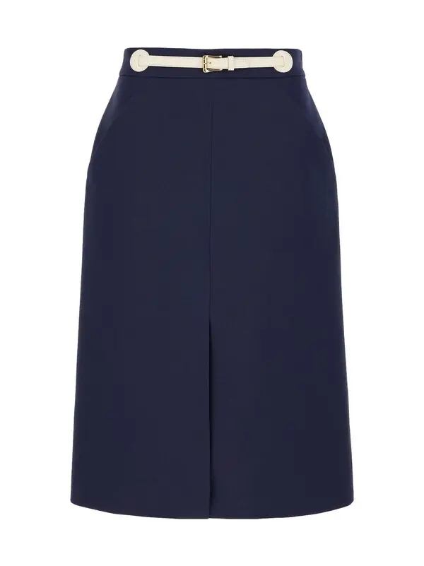 Valentino Garavani Navy Skirt With White Belt Detail - Multicolor