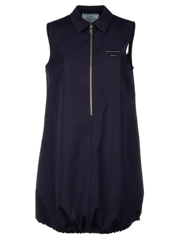 Prada Sleeveless Collared Dress With Zipper Detail - Multicolor