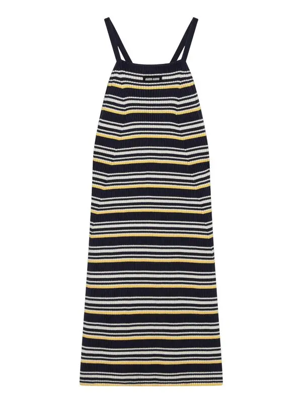 Miu Miu Striped Sleeveless Knit Dress - Blue