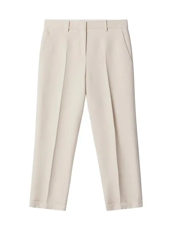 Fendi Beige Wool And Silk Trousers - Cream