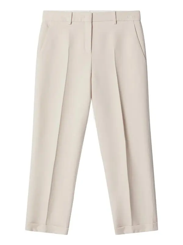 Fendi Beige Wool And Silk Trousers - Cream