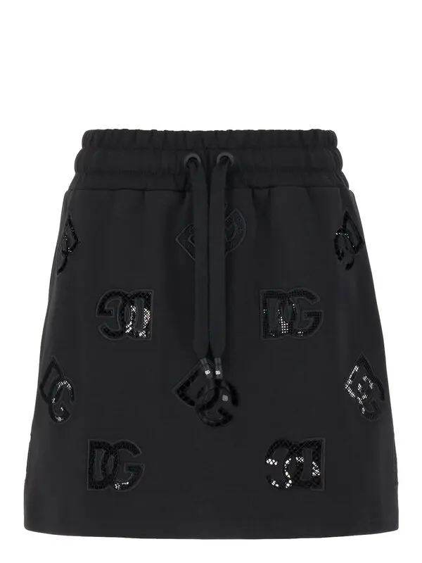 Dolce & Gabbana Black Sequin Logo Skirt - Multicolor