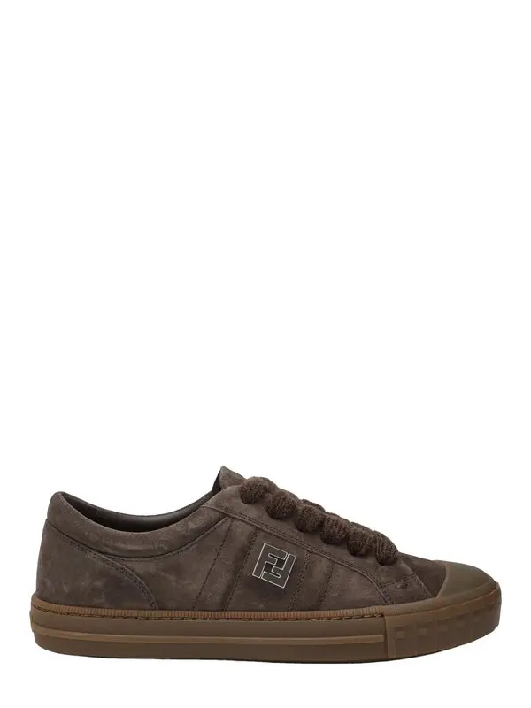 Fendi Suede Low-top Trainers With Ff Detail - Brown