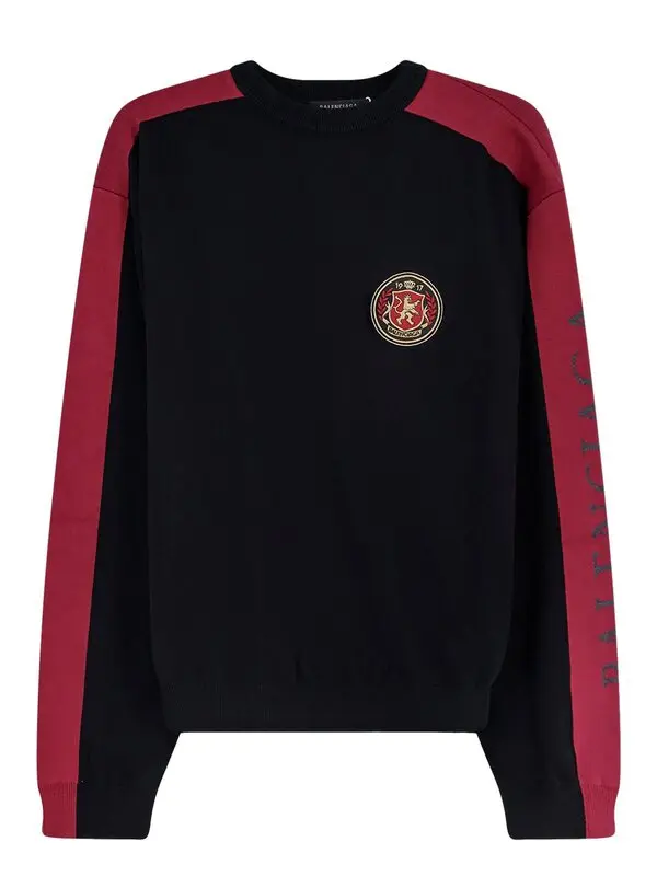 Balenciaga Cotton Crew Neck Sweater With Logo Detail - Black