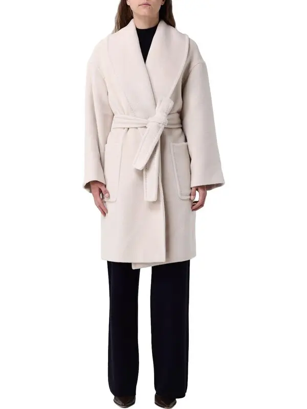 Max Mara Alpaca Wool Blend Trench Coat - Cream